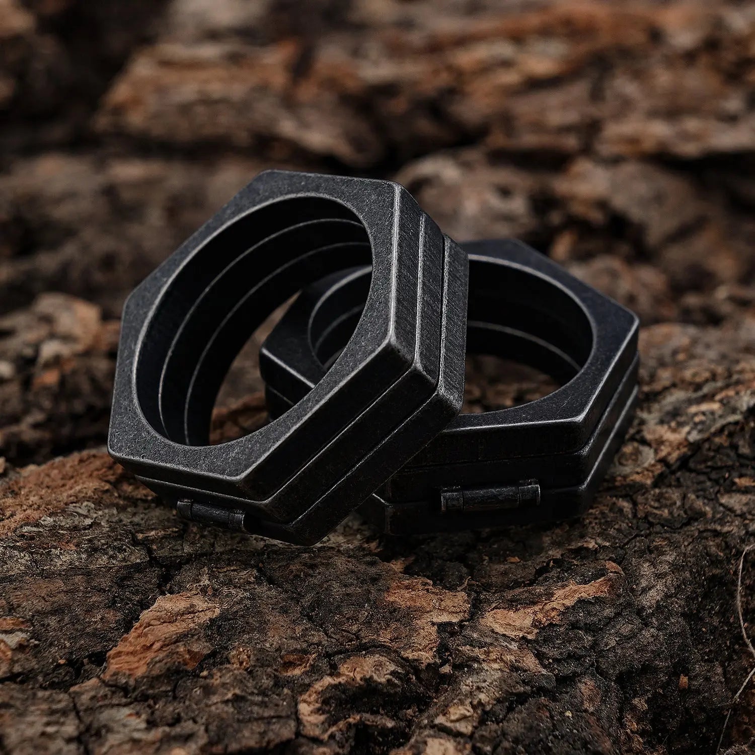 Hexagonal Brass Knuckles Stainless Steel Ring Vrafi Jewelry