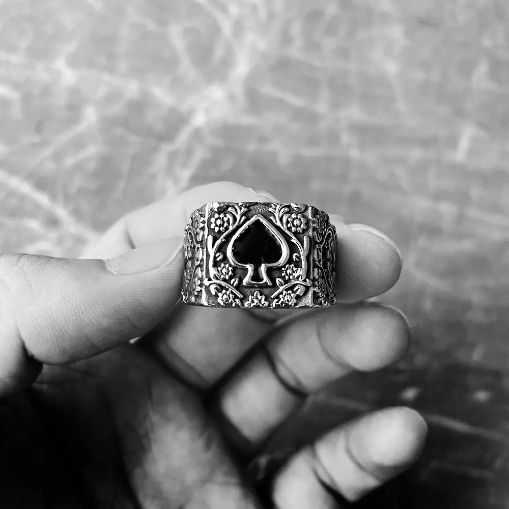 Ace Of Spades Stainless Steel Biker Ring - Vrafi Jewelry