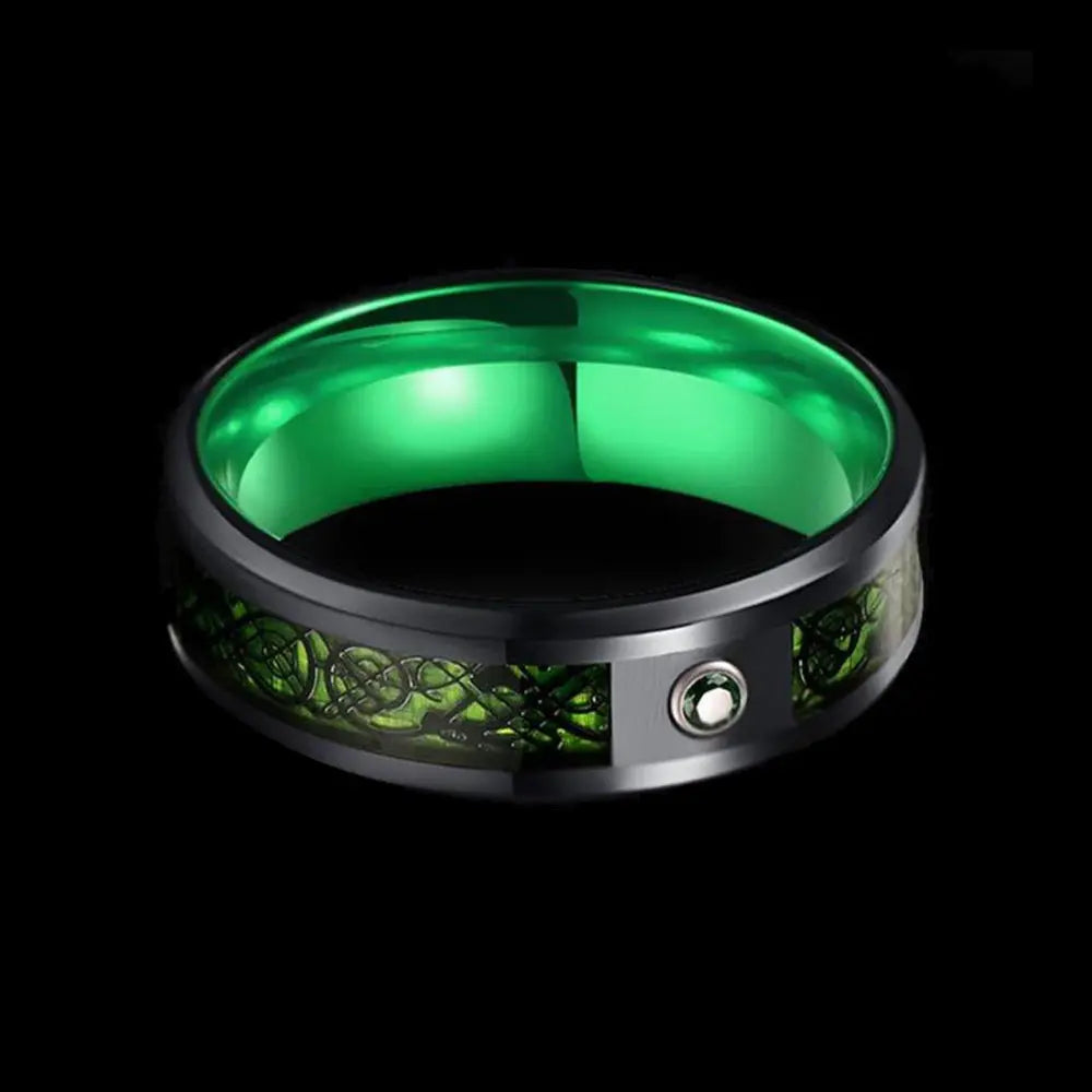 Celtic Dragon Carbon Fiber Ring Band - Vrafi Jewelry