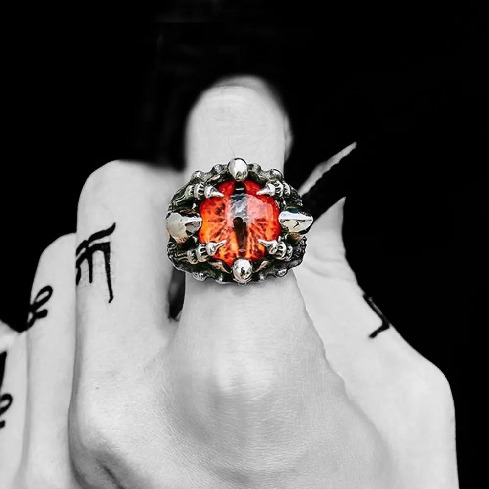 Dragon Eye Ruby Stainless Steel Ring - Vrafi Jewelry