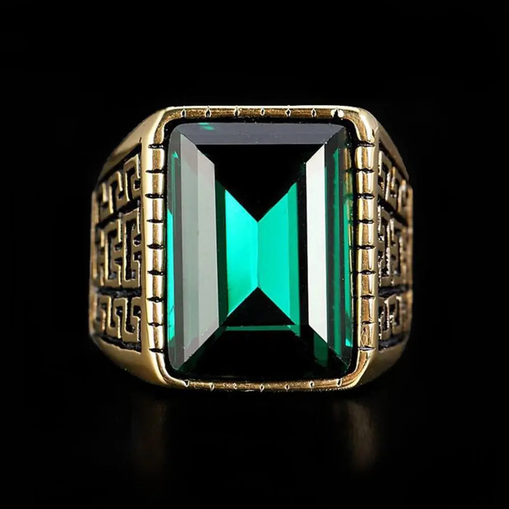 Gemstone Inlaid The Great Wall Ring - Vrafi Jewelry