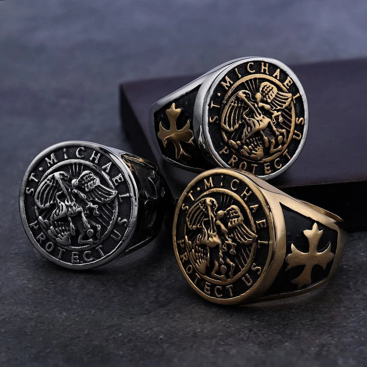 Guardian Angel Saint Michael Ring - Vrafi Jewelry