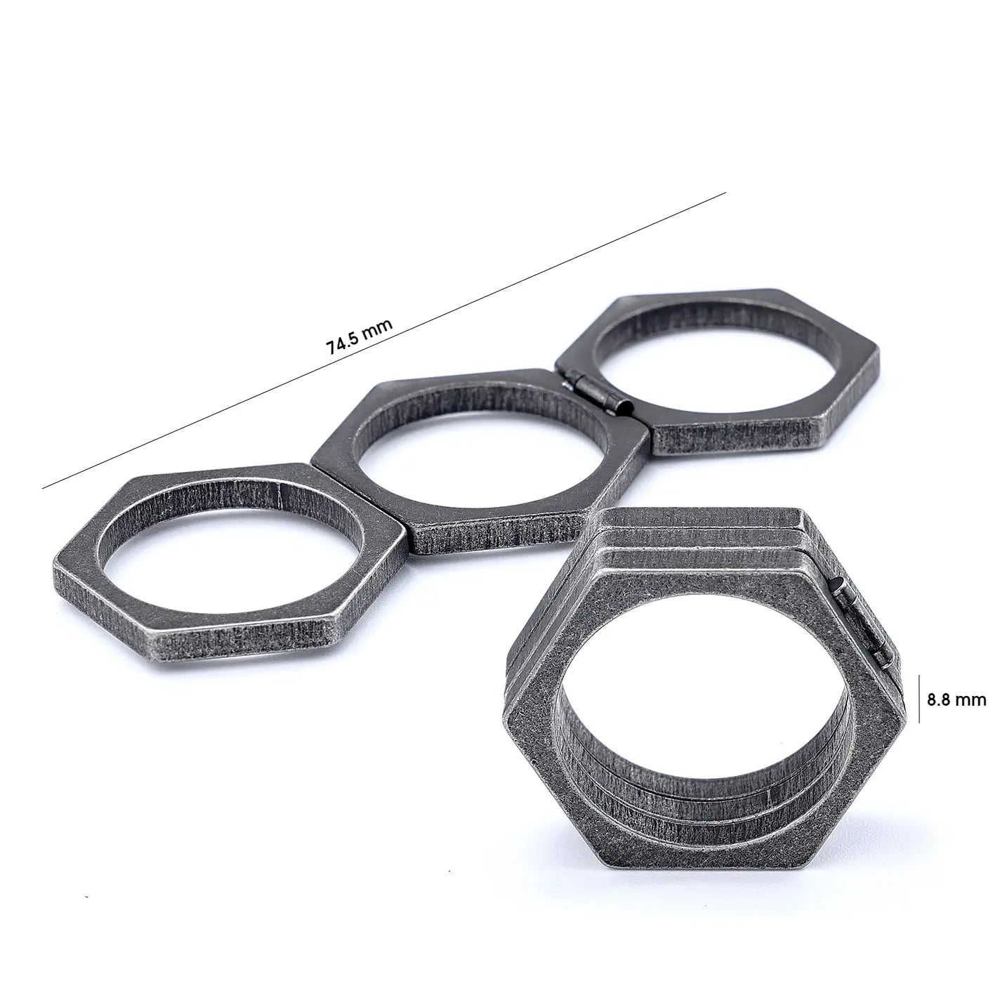 Hexagonal Brass Knuckles Stainless Steel Ring Vrafi Jewelry