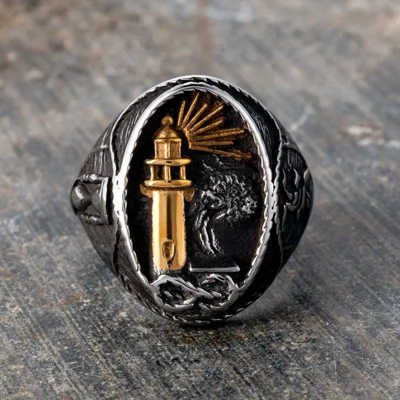 Lighthouse Stainless Steel Ring - Vrafi Jewelry