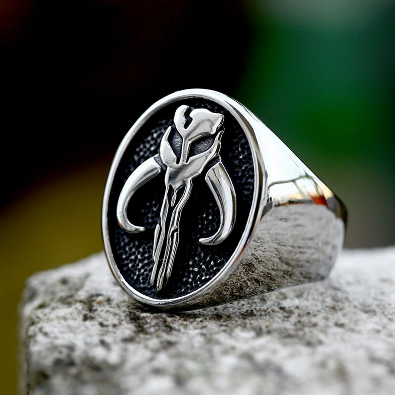 Mythosaur Skull Sigil Stainless Steel Ring - Vrafi Jewelry