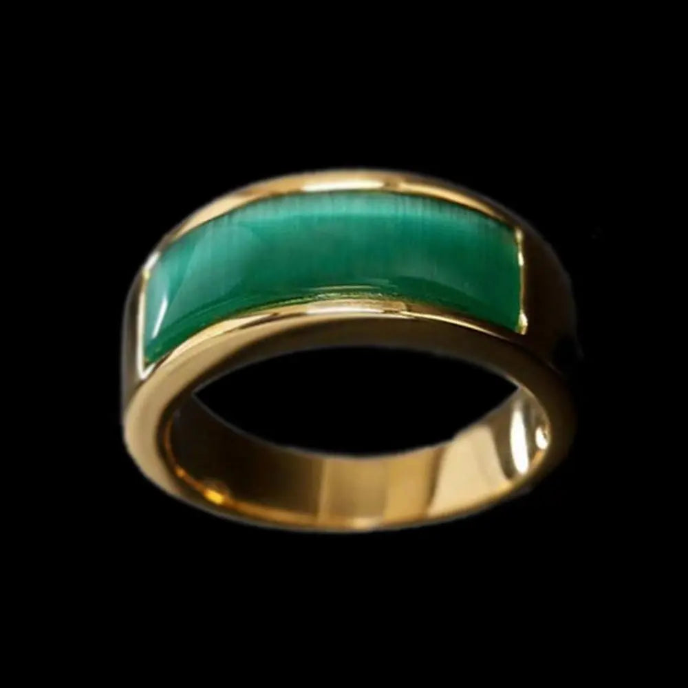 Parts Embedded Gemstone Stainless Steel Ring Band - Vrafi Jewelry