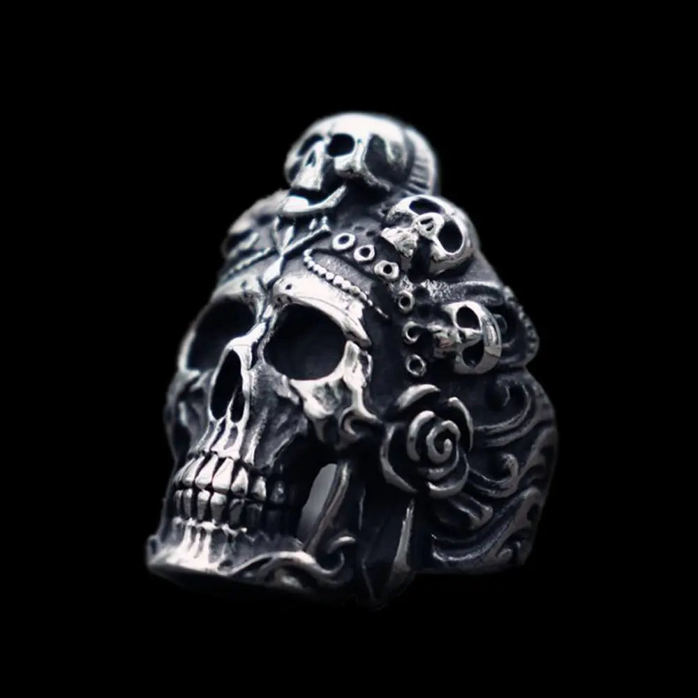 Santa Muerte Death Stainless Steel Skull Ring - Vrafi Jewelry