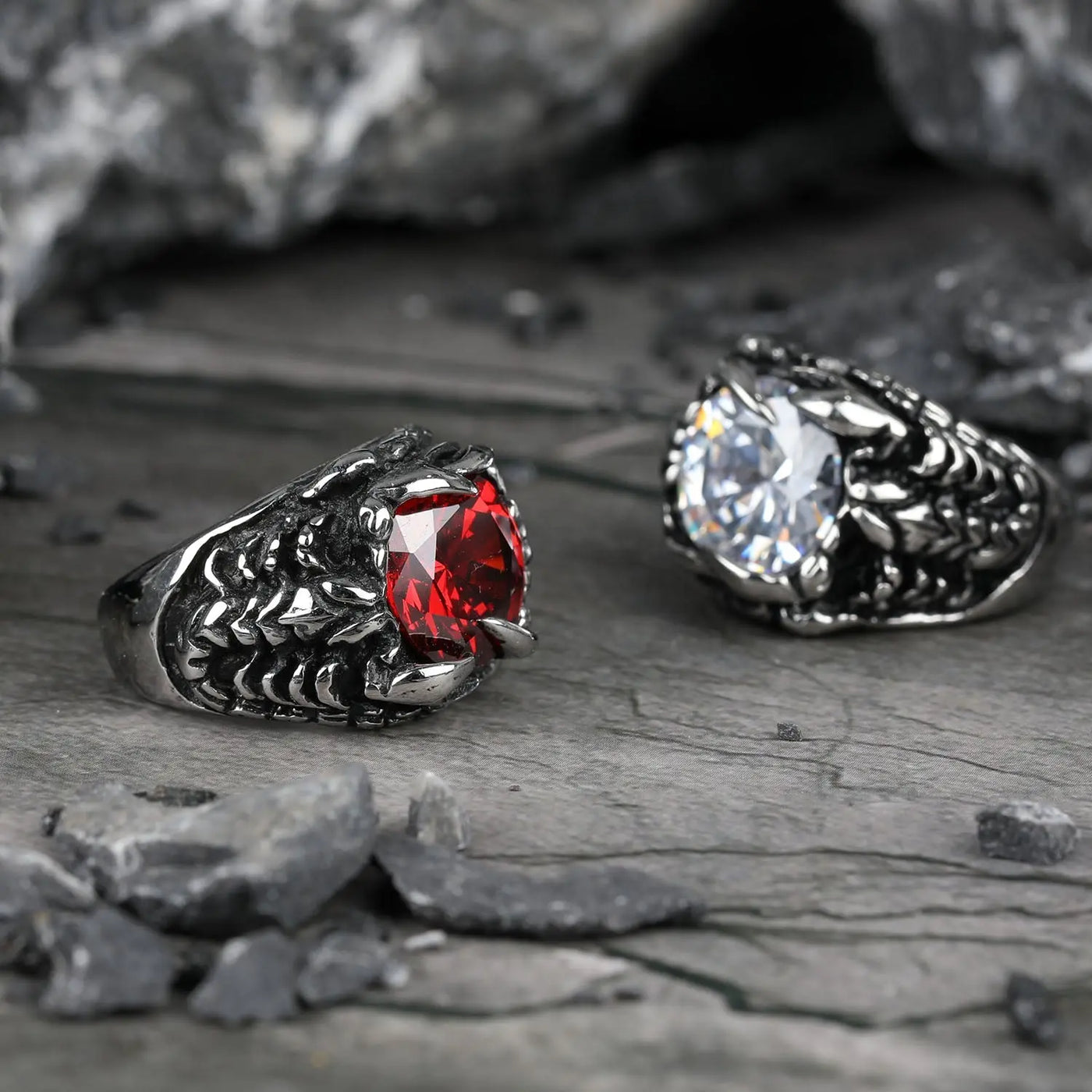 Scorpion Inlaid Gemstone Stainless Steel Ring - Vrafi Jewelry