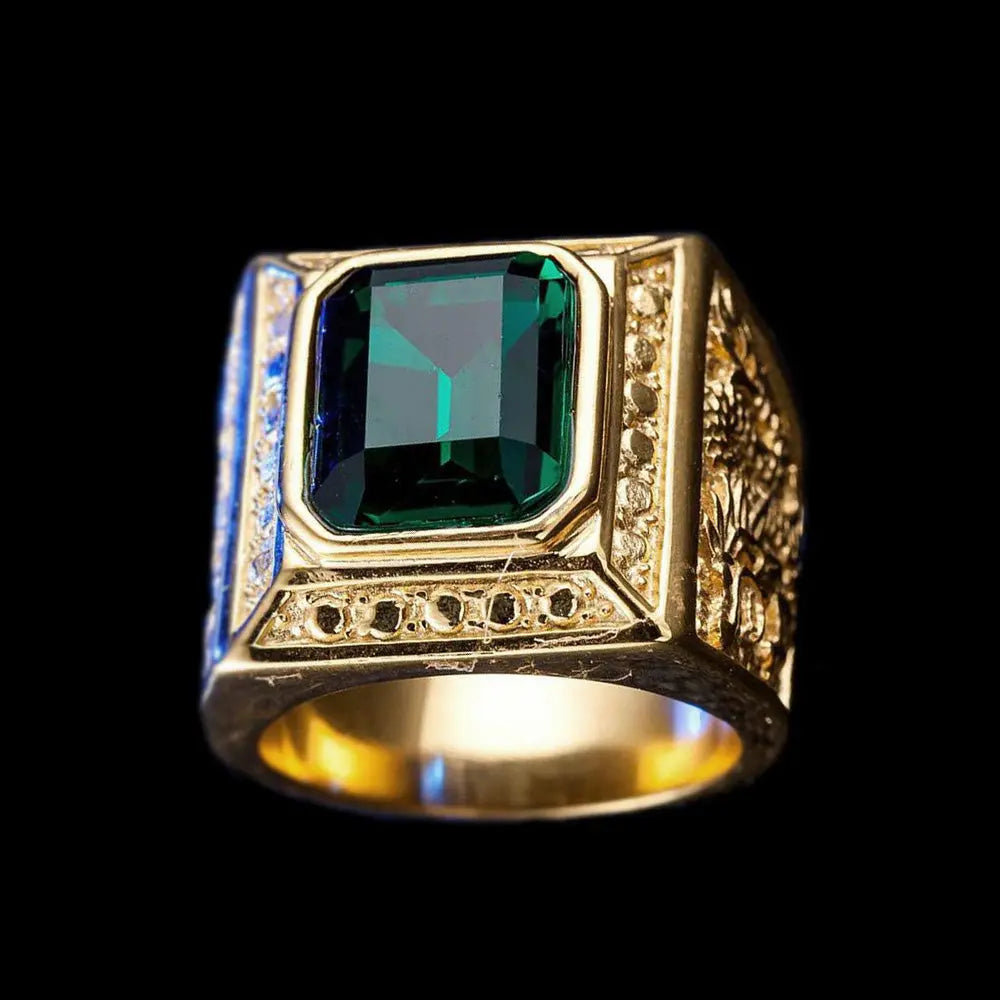 Square Gemstone Dragon Ring - Vrafi Jewelry