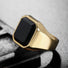 Square Obsidian Stainless Steel Ring - Vrafi Jewelry