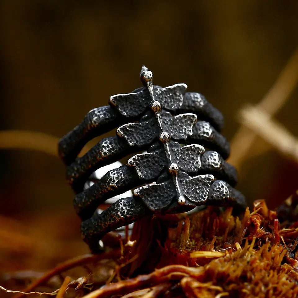 Thoracic Spine & Rib Cage Stainless Steel Ring - Vrafi Jewelry