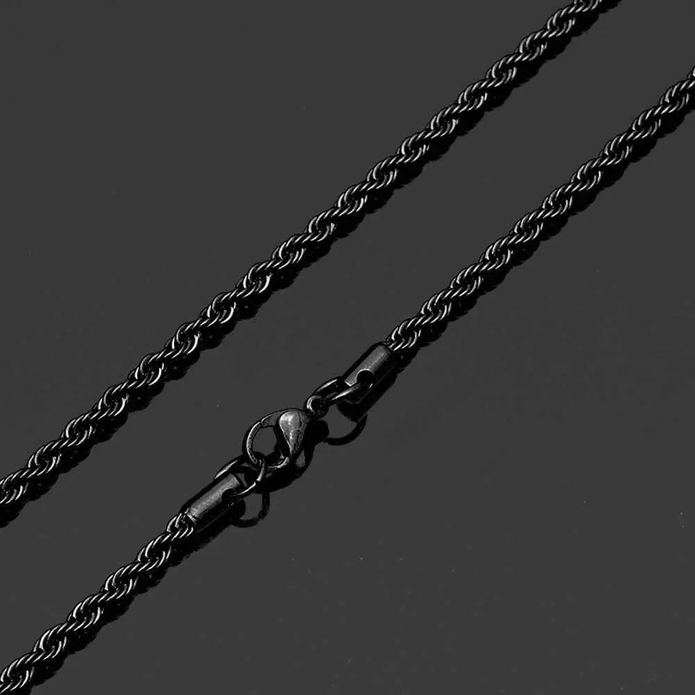 Twisted Stainless Steel Rope Chain-Black - Vrafi Jewelry